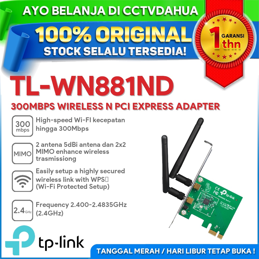 Tp-link TL-WN881ND 300MBPS WIRELESS N PCI EXPRESS ADAPTER Official ...