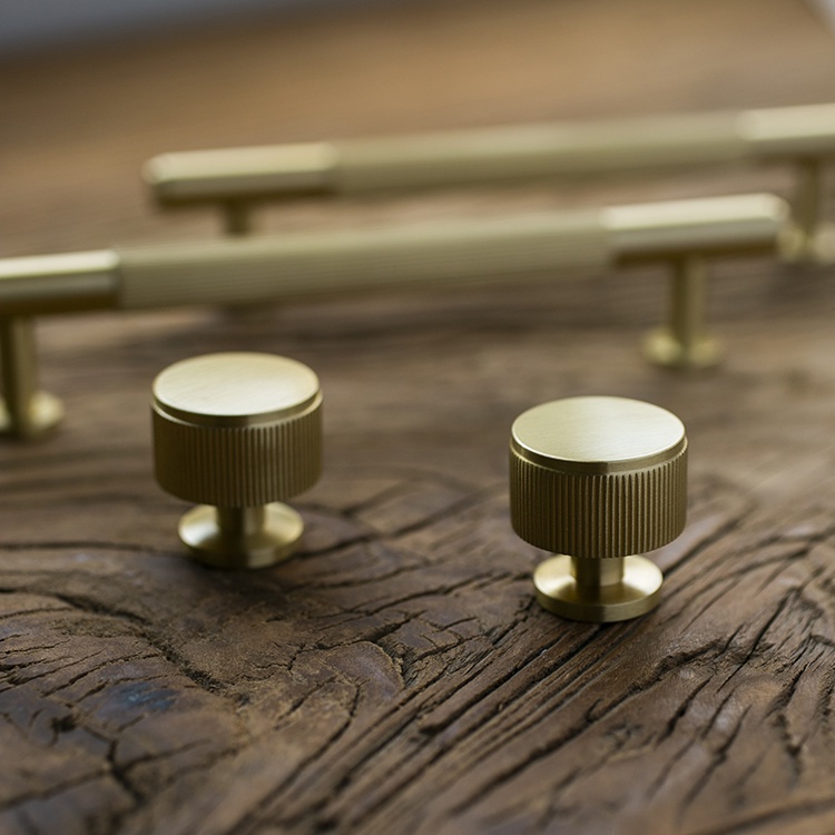 Satin Brass Vertical Pattern Design/T bar Cabinet Handle Kitchen Drawer ...