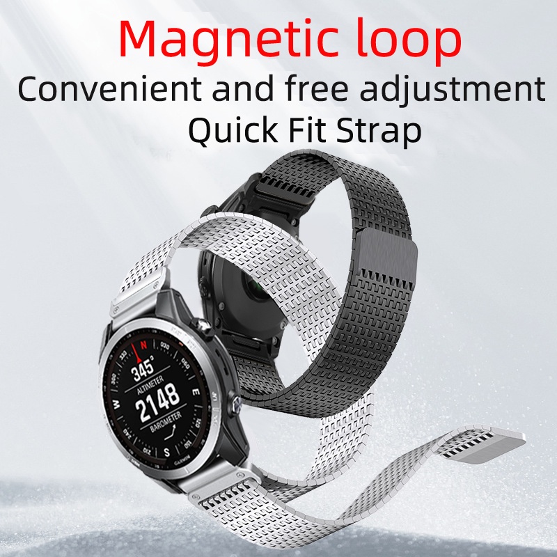 26mm 22mm Stainless Steel Magnetic Loop Strap Metal Quick Fit Band For ...