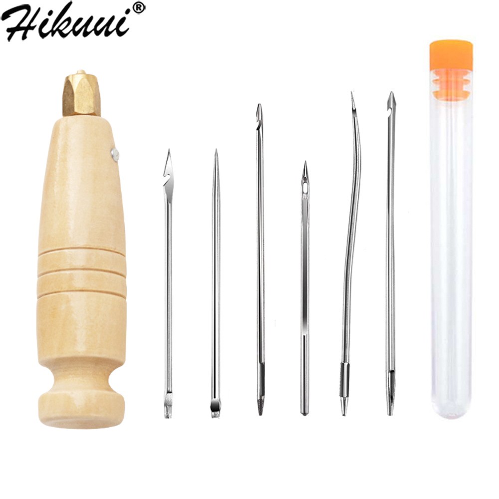 Leather Sewing Awl Kit Wooden Handle Punch DIY Shoes Tent Sewing Awl ...
