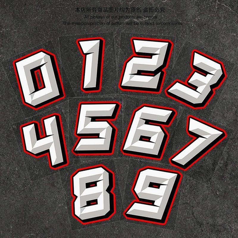Digital Number Automobile Sticker Motorcycle Electric Vehicle Track ...