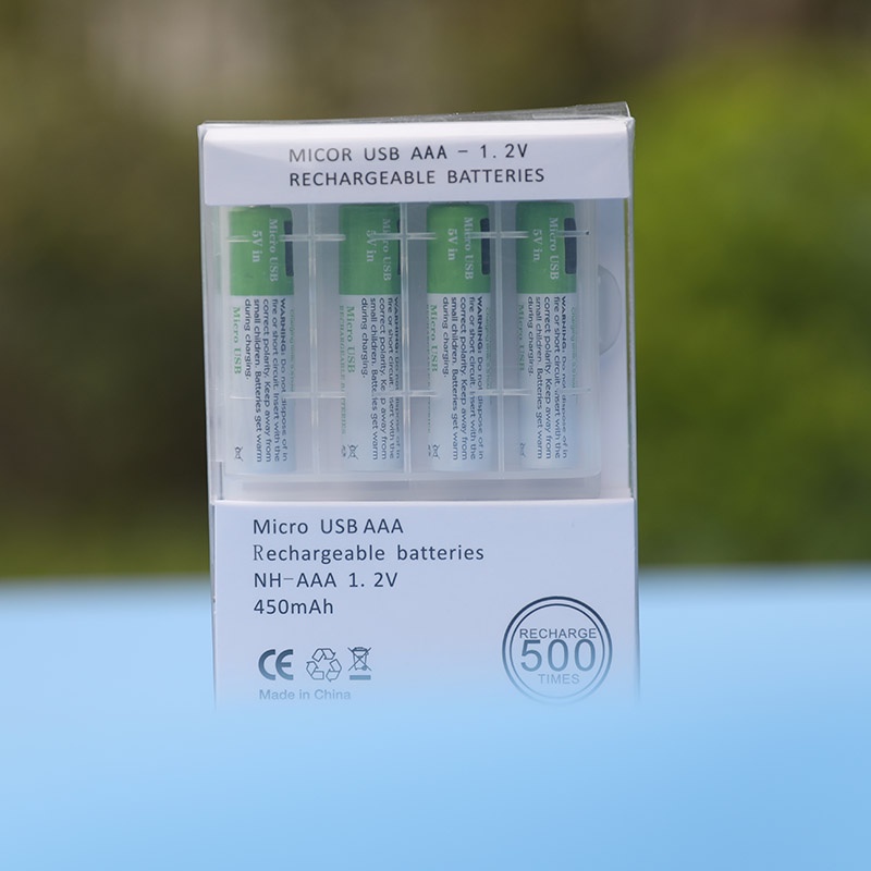 Micro USB Rechargeable AAA Batteries NI-MH 1.2V 450mAh | Shopee Singapore