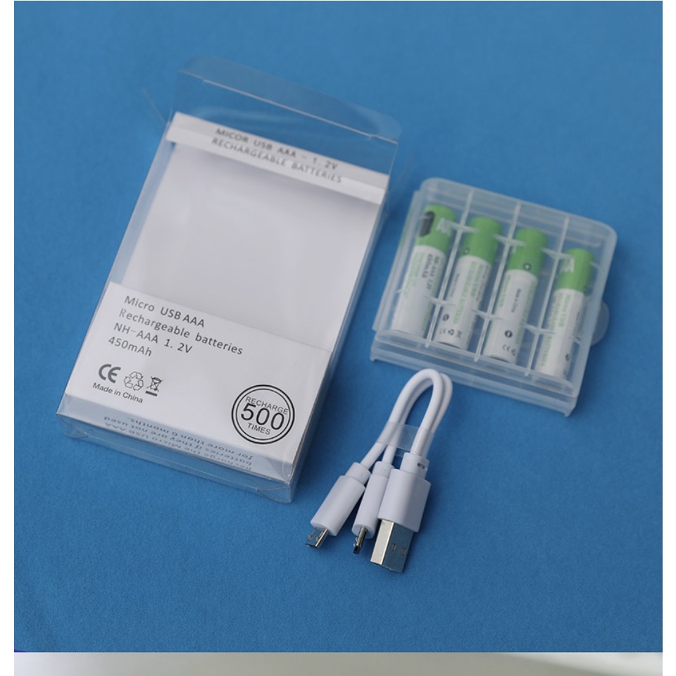 Micro USB Rechargeable AAA Batteries NI-MH 1.2V 450mAh | Shopee Singapore