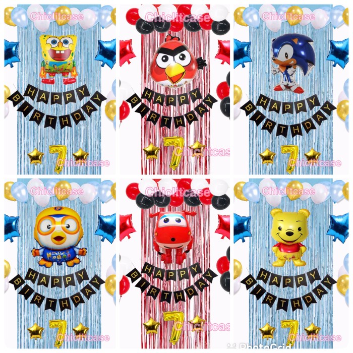 Children's birthday decoration package / sonic balloon / spongebob ...