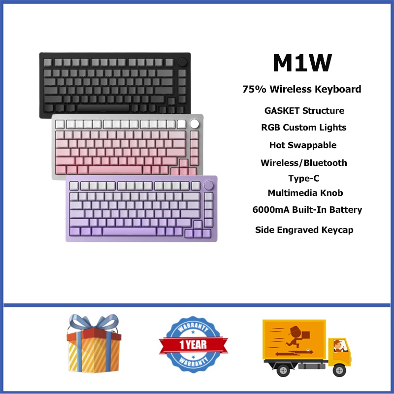 Akko Monsgeek M1W Aluminum Wireless Keyboard 75% GASKET RGB Side ...