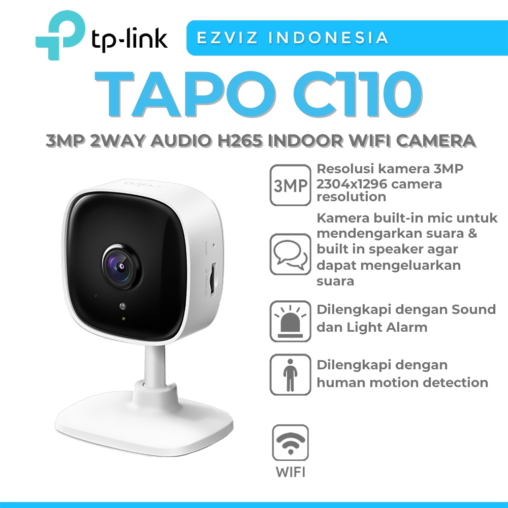 Tp Link Tapo C110 3mp 2way Audio H265 Indoor Wifi Camera Official Warranty Shopee Singapore