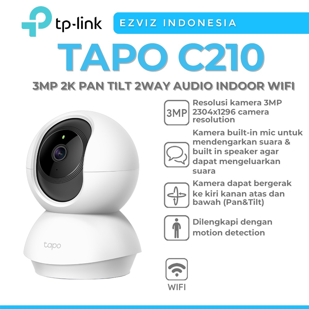 Tp-link TAPO C210 3MP 2K PAN TILT 2WAY AUDIO INDOOR WIFI CAMERA Official | Shopee Singapore
