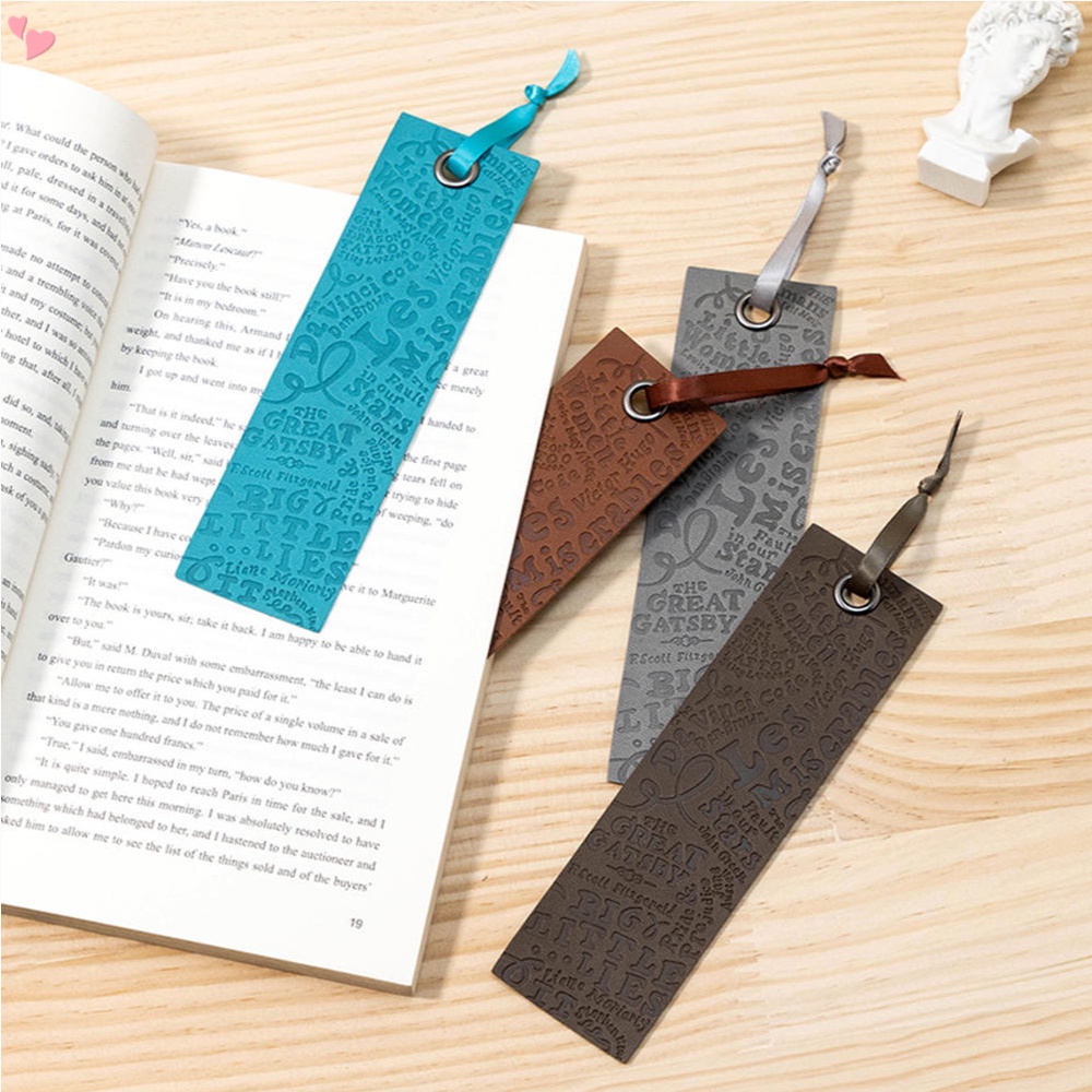PU Leather Bookmarks Creative English Prints Page Markers for Book ...