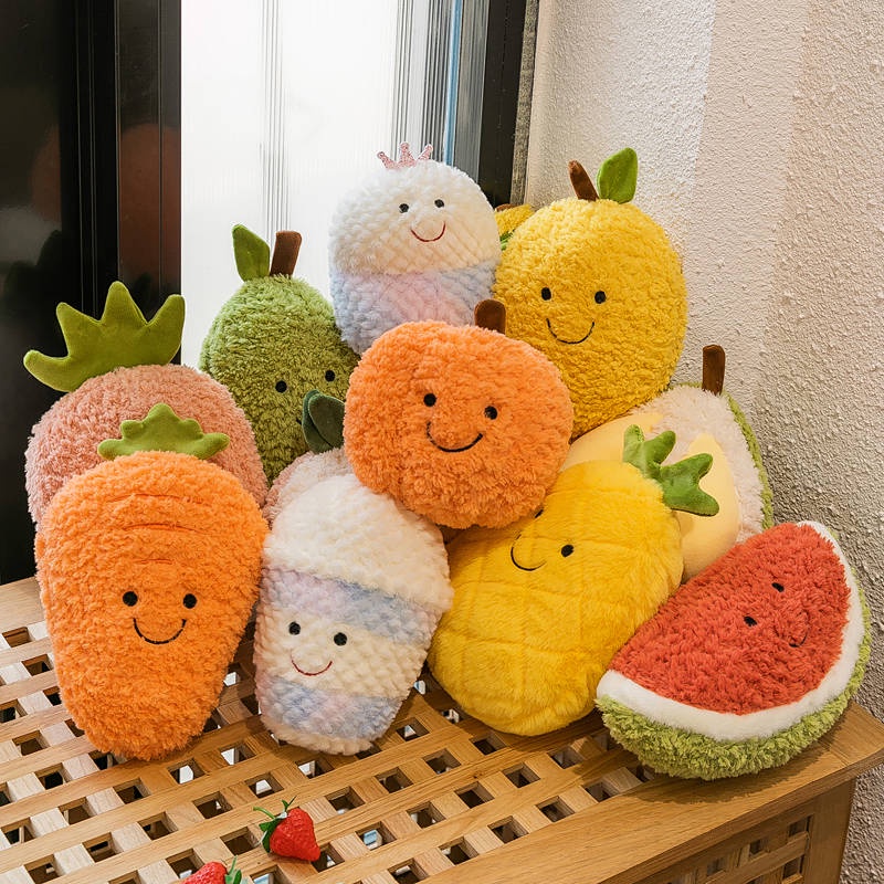 New Fruit Plush Toys Strawberry Pineapple Watermelon Carrot Avocado ...