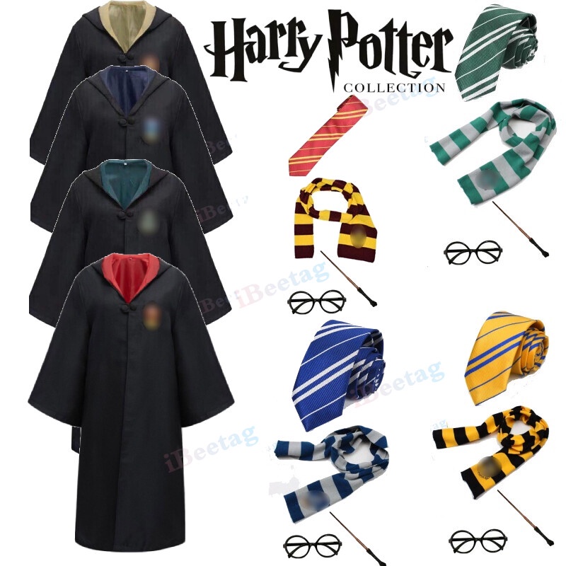 5PCS Harry Potter Cloak Robe Cosplay Costumes Gryffindor Slytherin ...