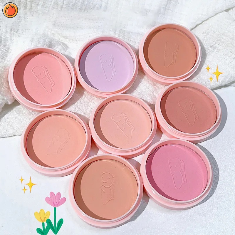 Rabbit Macaron Blush Powder with Puff Cute Pink Peach Blusher Makeup ...