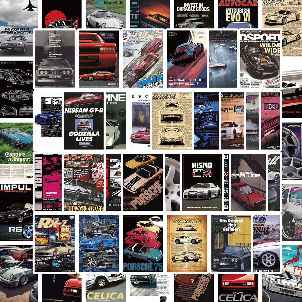 50PCS Modified Car JDM Posters Waterproof Graffiti Stickers For Helmet ...