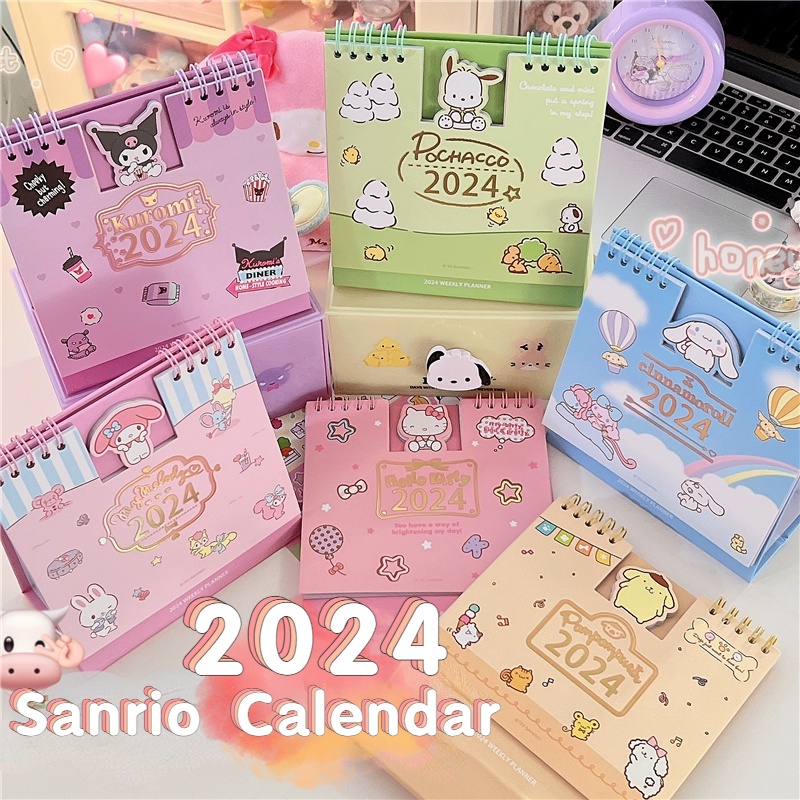 2024 Sanrio Calendar Cartoon Kuromi Cute Desk Calendar Weekly Planner ...
