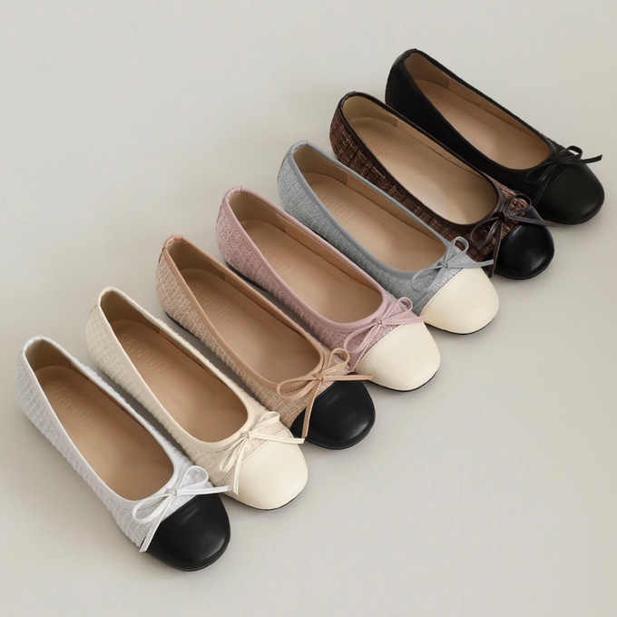 [SAPPUN] Malette Tweed two tone Ribbon Flats (1cm) | Shopee Singapore