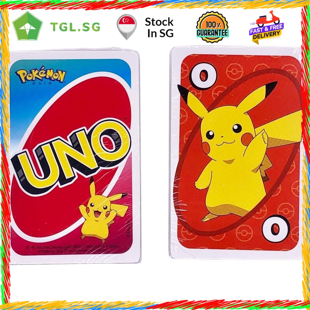 UNO Pokemon Pikachu Card Game Animated Deck 112 Cards with Character ...