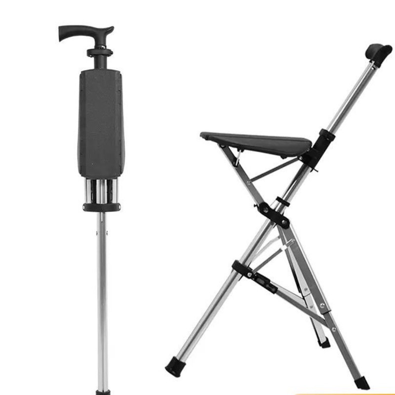 Walking Stool Aluminium Alloy Walking Stick Tripod Cane with Foldable ...