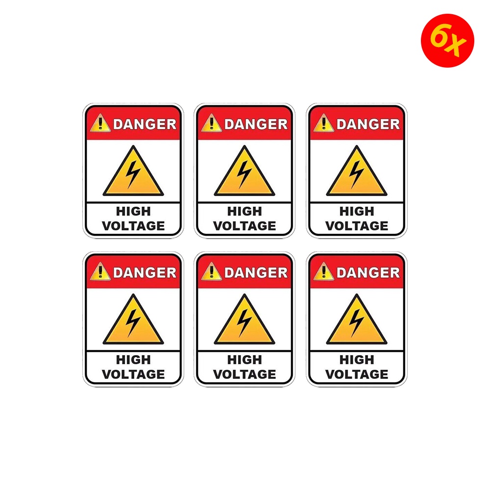 Pack of 6 80mmx50mm Danger High Voltage Warning Car Sticker Safety ...