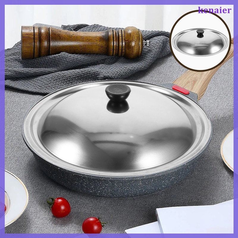 Flat Cap Universal Pan Lid Frying Skillet Pot Cover Stainless Steel ...