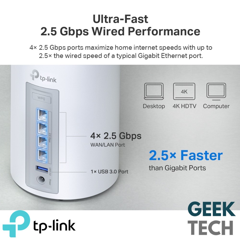 TP-Link Deco BE65 BE11000 WiFi 7 Tri-Band Whole Home AI-Driven Mesh ...
