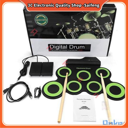 【Original and genuine】Electronic Drum Set USB Roll-Up Portable Foldable ...