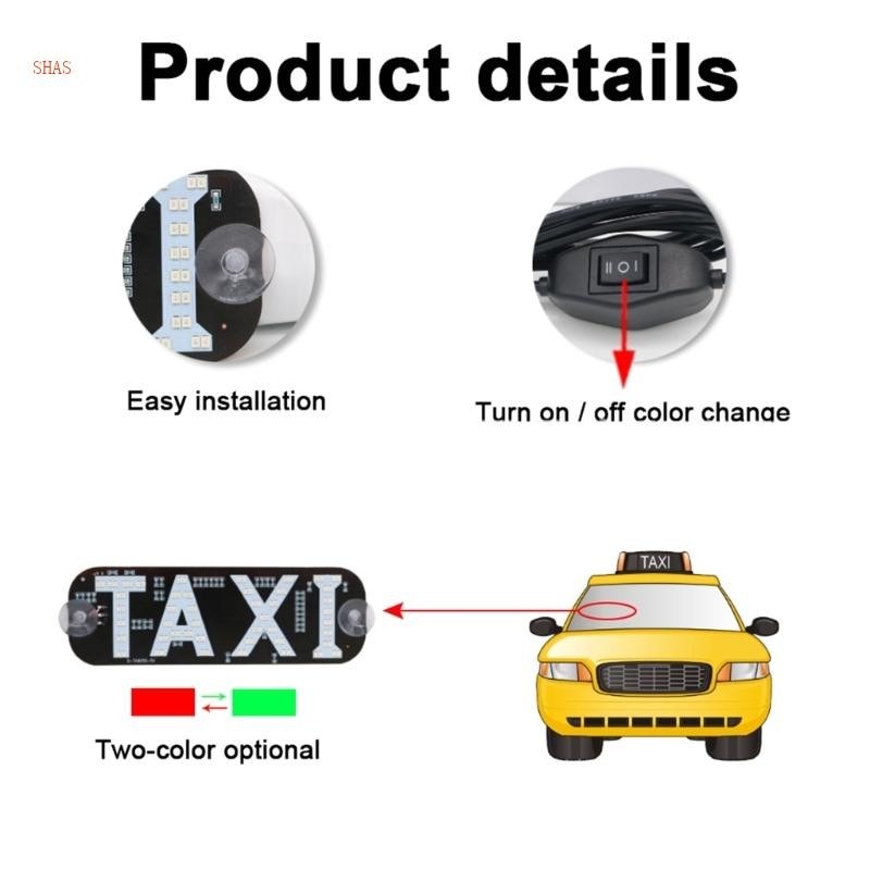 Shas 12V USB Taxi Sign Bulb Indicator Lamp 2 Colors Windshield Taxi ...