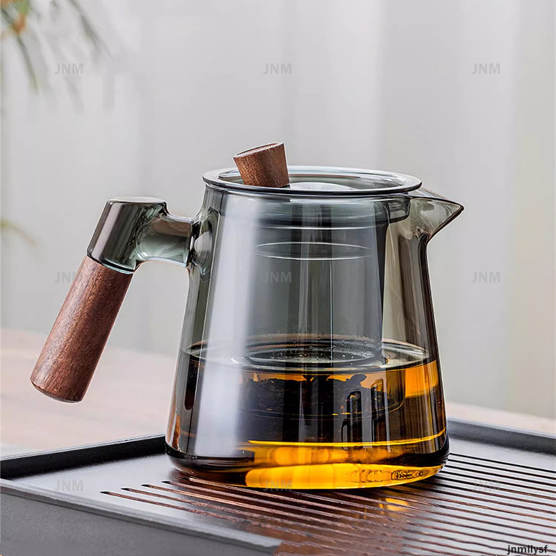 Transparent Glass Teapot Wood Handle Teapot Kettle Home Teapot Tea ...