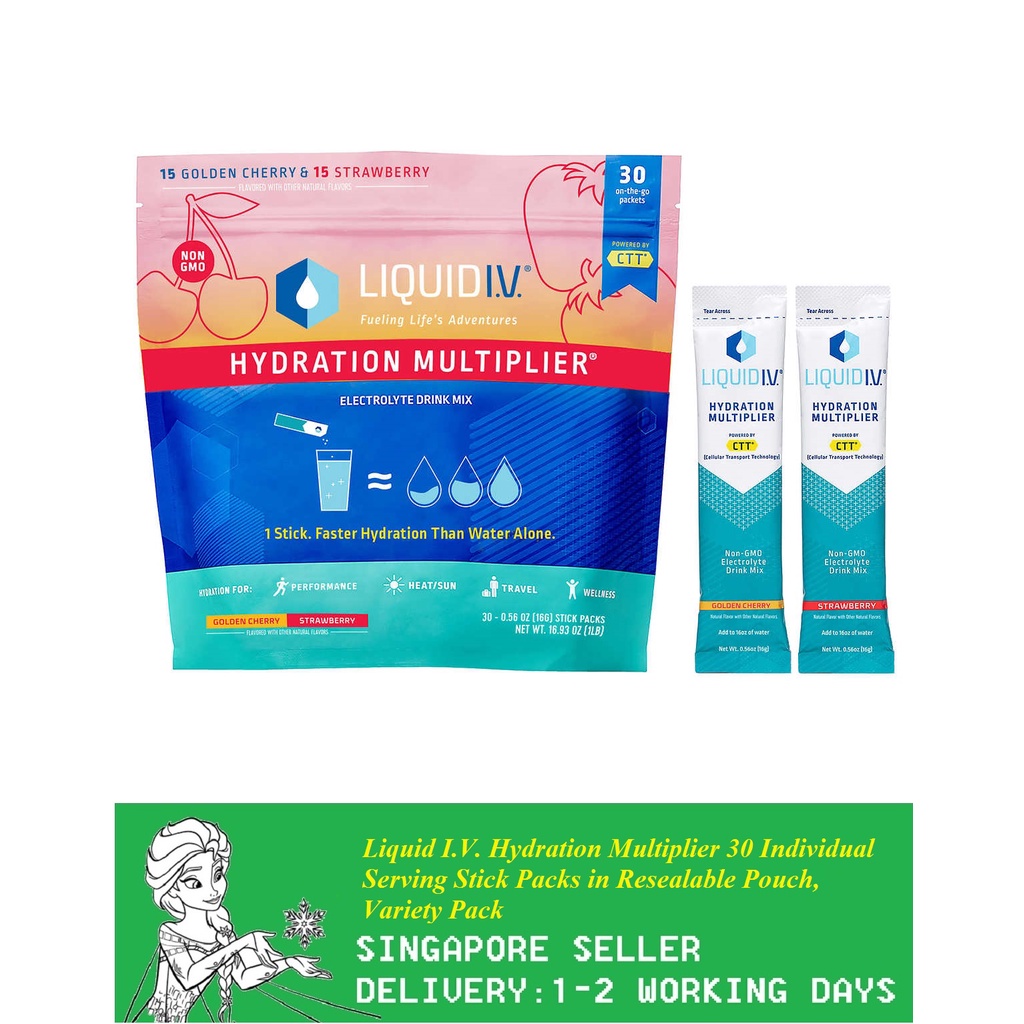 Liquid IV I.V. Hydration Multiplier 30 Stick/15 Strawberry+15 Golden ...