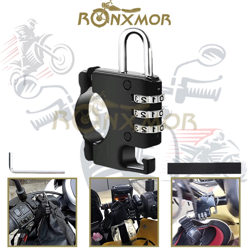 RONXMOR Motorcycle Helmet Lock with Hook 3 Digit Code Combination Lock ...