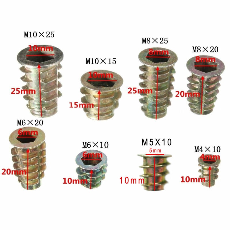 5/10/25Pcs M4 M5 M6 M8 M10 Zinc Hex Drive Head Screw Insert Nut ...