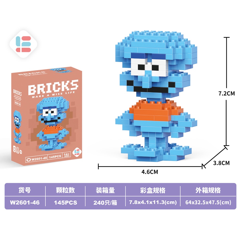 【60 Styles】DIY Mini Building Block SpongeBob Character Pooh Bear Model Nano Block Cartoon Toys ...