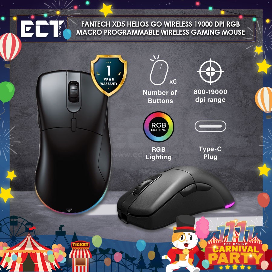Fantech XD5 Helios Go Wireless 19000 DPI RGB Macro Programmable ...