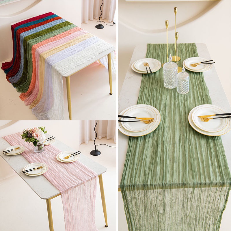 Polyester Crinkle Table Runner Cheesecloth Table Runner Gauze ...