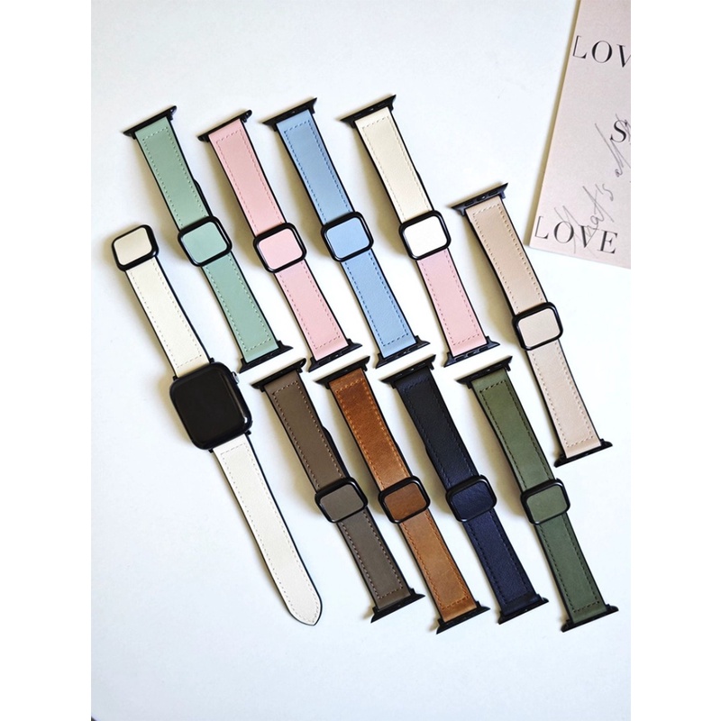 Crazy Horse Skin Pattern Leather Magnetic For iWatch Strap 40 41mm 42 ...