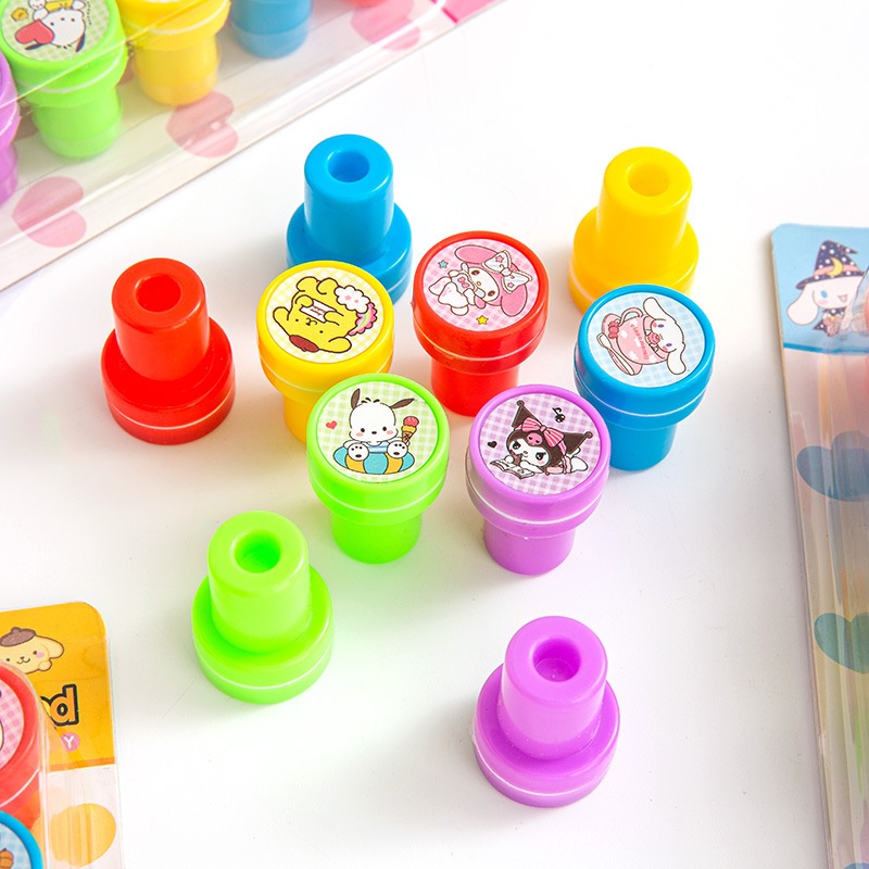 10Pcs/Set Children Stamp Toys Sanrio Series Cartoon Stamps Kuromi ...