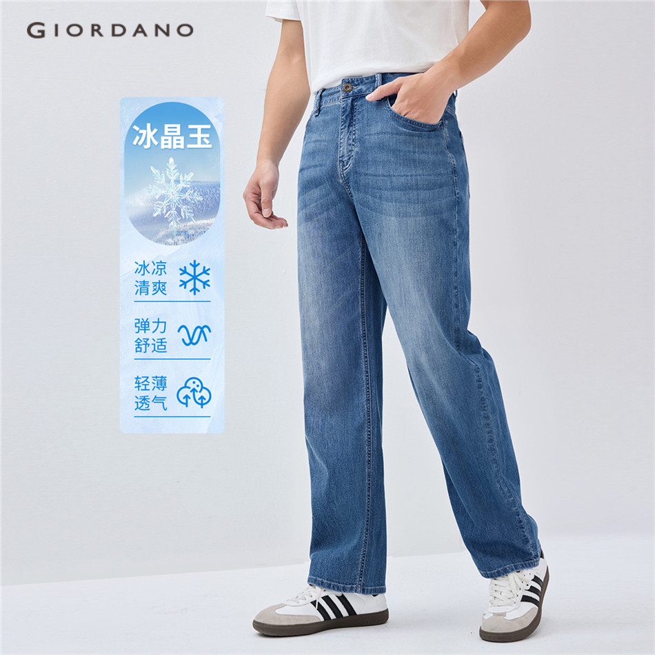 GIORDANO MEN Moustache effect mid rise denim jeans 18115602 | Shopee ...