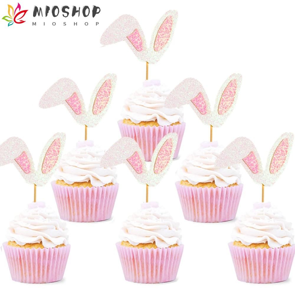 MIOSHOP 10pcs Easter Bunny Ears, Cake Food Picks Cupcake Toppers, Cute ...