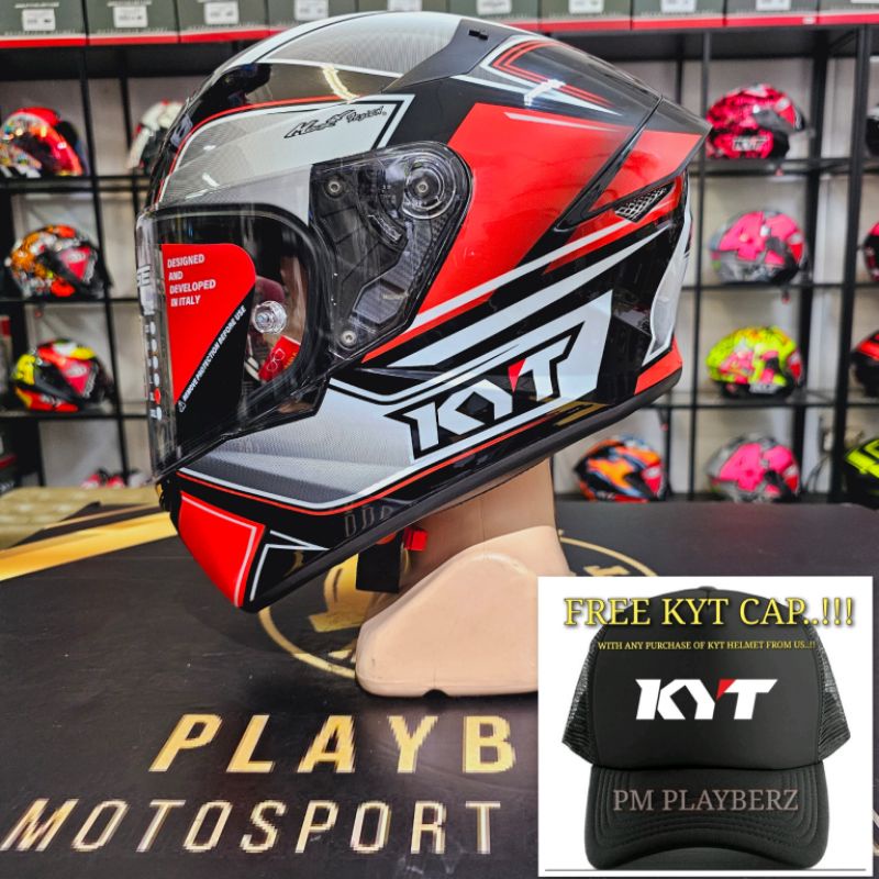 KYT TT-COURSE TOURIST RED HELMET W FREE KYT CAP..!! | Shopee Singapore