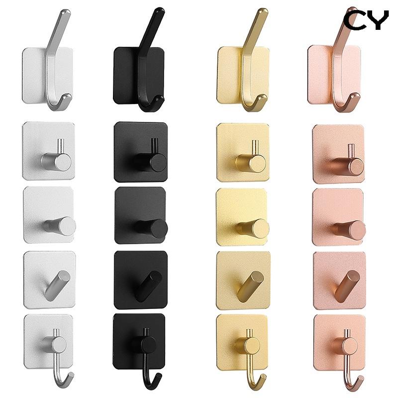 Adhesive Wall Hooks Mounted Door Key Cloth Coat Bathroom Robe Hanger ...