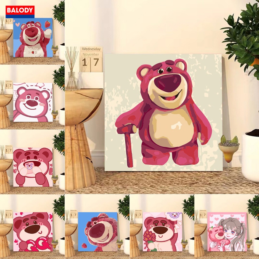 Digitized coloring picture of Lotso Bear 20x20cm BALODY with frame ...