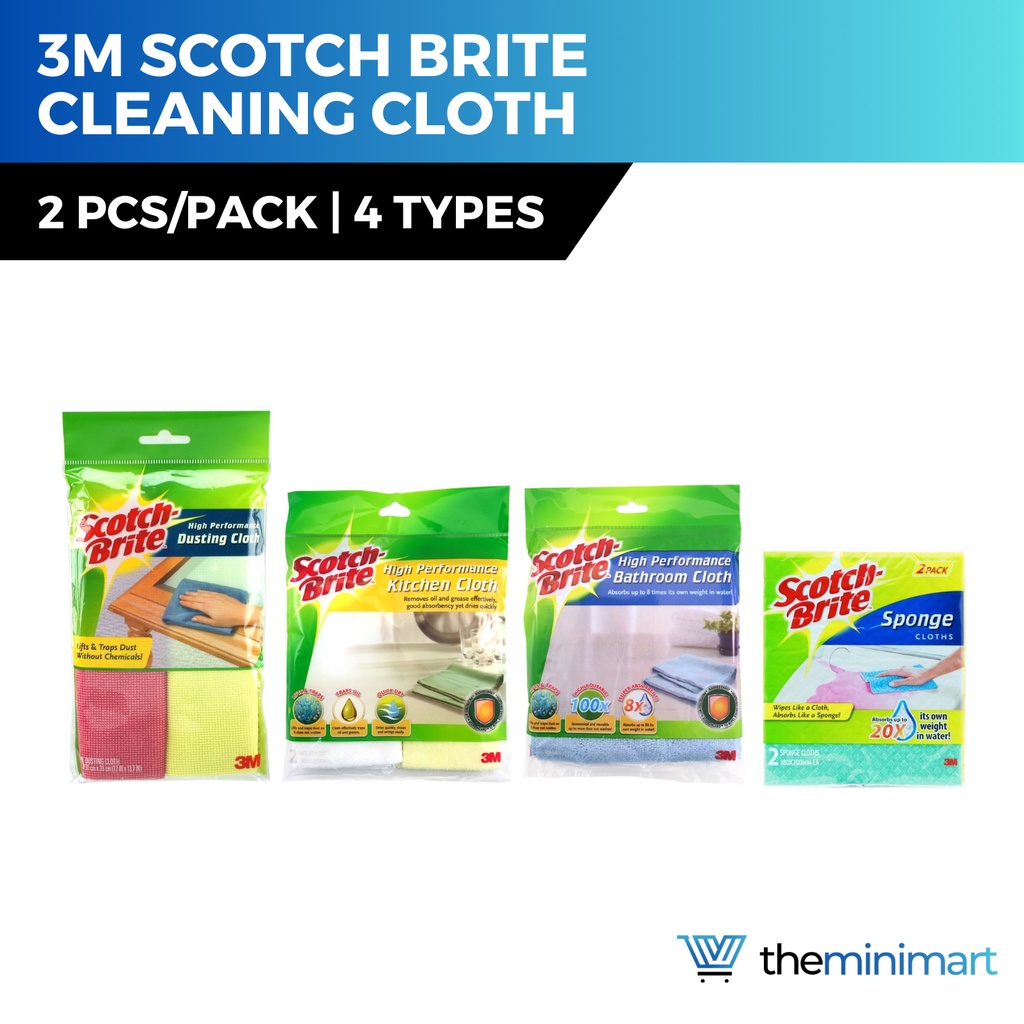3M Scotch Brite Cleaning Cloth 2 Pieces x 1 Pack - Dusting Cloth ...