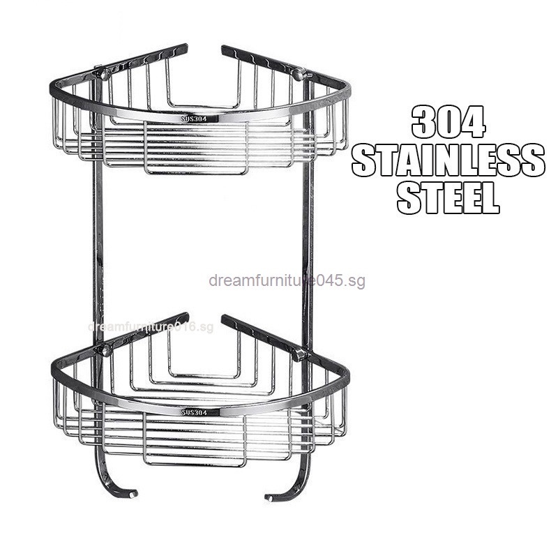 304 Stainless Steel Racks Wall-hung Bathroom Rack Corner Basket Shelf ...