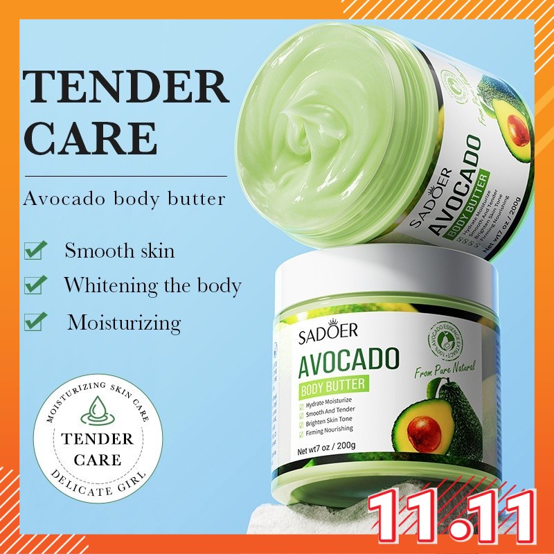 MAY SADOER Avocado Body Butter Hydrate Moisturize Smooth Tender Brighten Skin Tone Firming ...