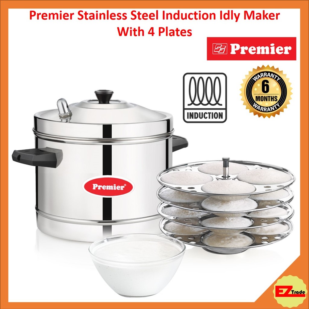 Premier Stainless Steel Induction Compatible Idly Cooker With 4 Idly ...