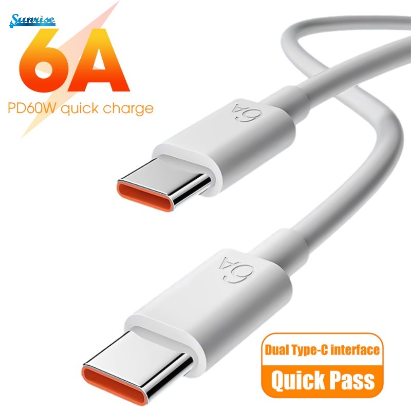 0.25m/1m/1.5m/2m PD 60W 6A Dual Type C Quick Charge Data Cable ...