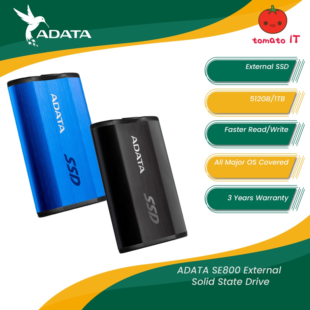 ADATA SE800 Portable SSD (Black, Blue) (512GB, 1TB) | Shopee Singapore