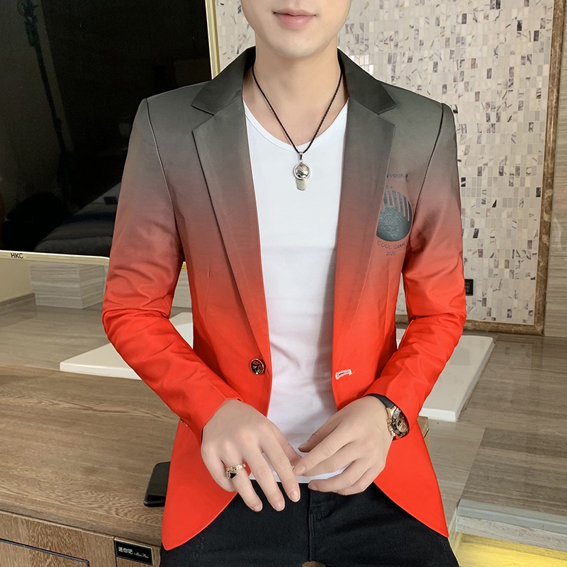 New Autumn Classic Gradient Blazer Suit Men Korean Version Suit Jacket ...