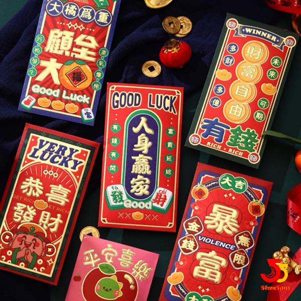 6pcs Cartoon Dragon Red Envelopes New Year Red Packet Angpao 2024 ...