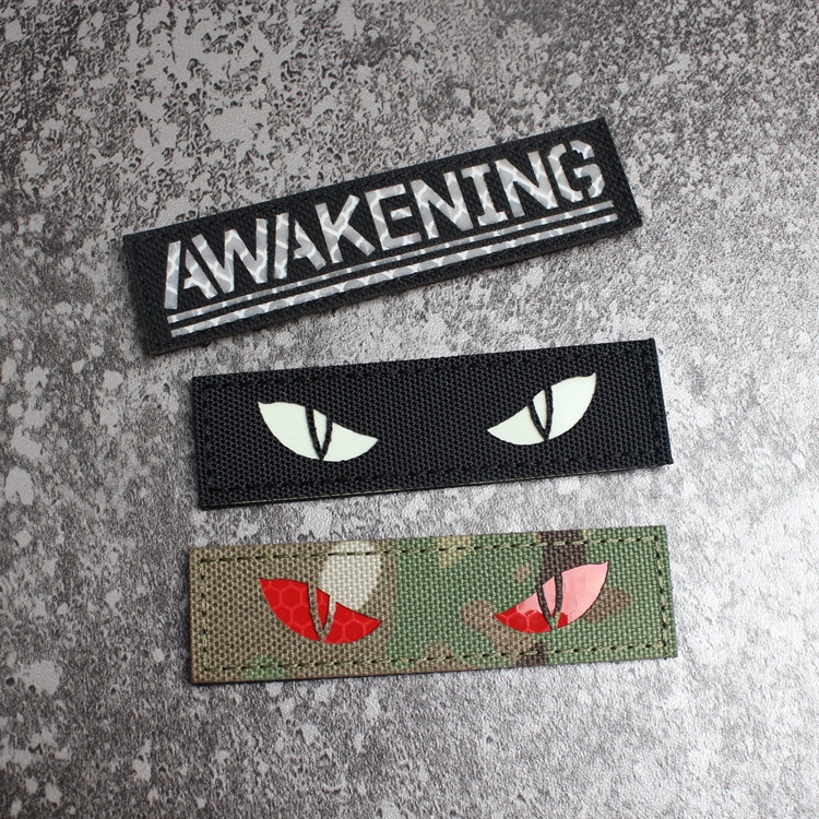 New Cat's Eye Reflective Velcro Patch Luminous Badge Anime Eyes Long ...