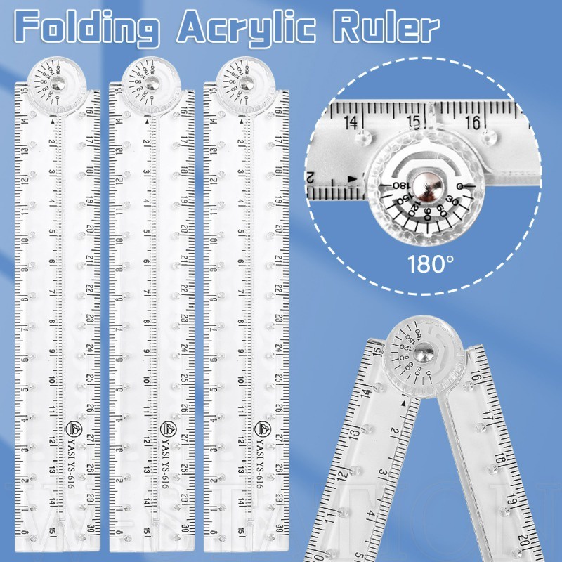 Transparent Acrylic Foldable Ruler - Drawing Measuring Straight Rulers ...