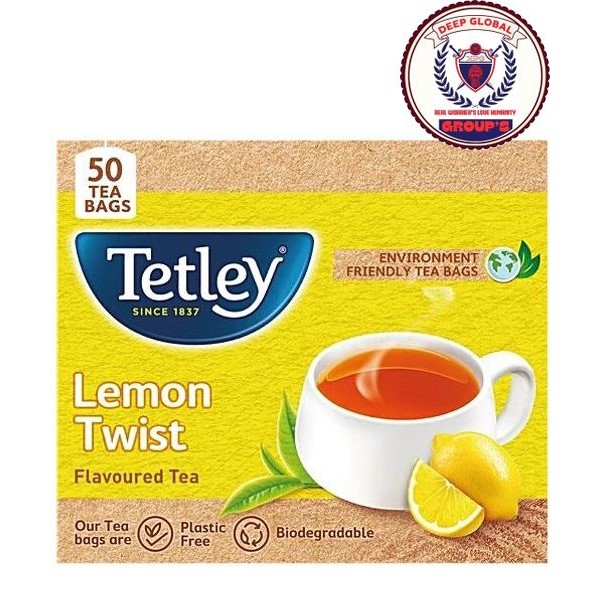 Tetley Black Tea Lemon Twist, Zesty Flavour Refreshing Taste 100g ...